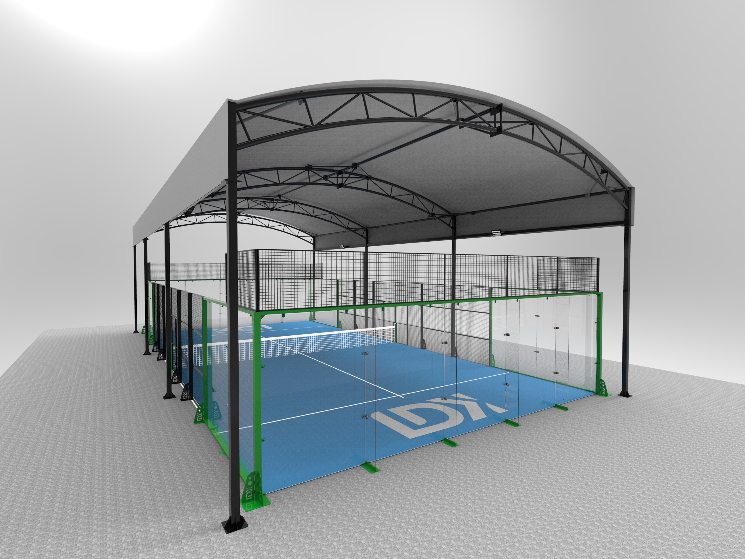 Storm-Resistant Padel Court Canopy with Retractable Roof